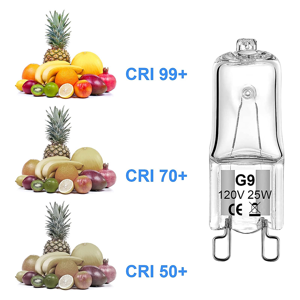 WeshLMPO G9 Bulb 25W G9 Halogen Light Bulbs 2 Pin for Range Hood Lights, Microwave Ovens, Bathroom Light Bulbs, Chandeliers 120V 2700K Warm White 12 Pack