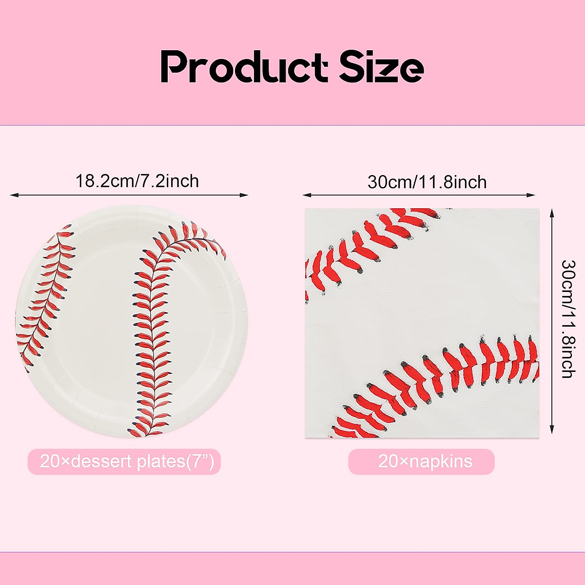 SNIMICS 40PCS Baseball Party Decorations,Baseball Plates,Baseball Napkins for Baseball Birthday Party Supplies Baseball Fans Boys Baby Shower(2-Baseball)