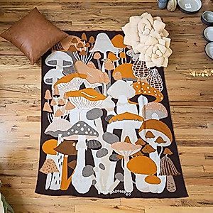 Ultra Soft Warm Lightweight Cotton Blend Knit Mushroom Blanket Mix Mashrooms Botanical Design Flannel Throw for Home Decor Sofa Couch Living Room and Bedroom Plant Lovers Gift