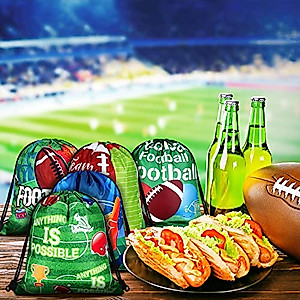 Woanger 16 Pieces Football Party Favors Bags Drawstring Football Gift Bags Fabric Football Print Candy Goodie Snacks Treat Bags for for Sports Football Theme Birthday Party Supplies