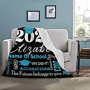 InterestPrint Personalized Graduation Blanket, Custom Graduation Gift for Him Her, College Graduate, High School Class of 2023 for Graduating