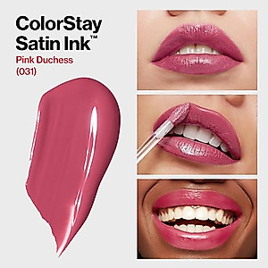 REVLON ColorStay Satin Ink Crown Jewels Liquid Lipstick, Longlasting & Waterproof Lipcolor, Moisturizing Creamy Formula Infused with Black Currant Seed Oil, 031 Pink Duchess, 0.17 fl oz.
