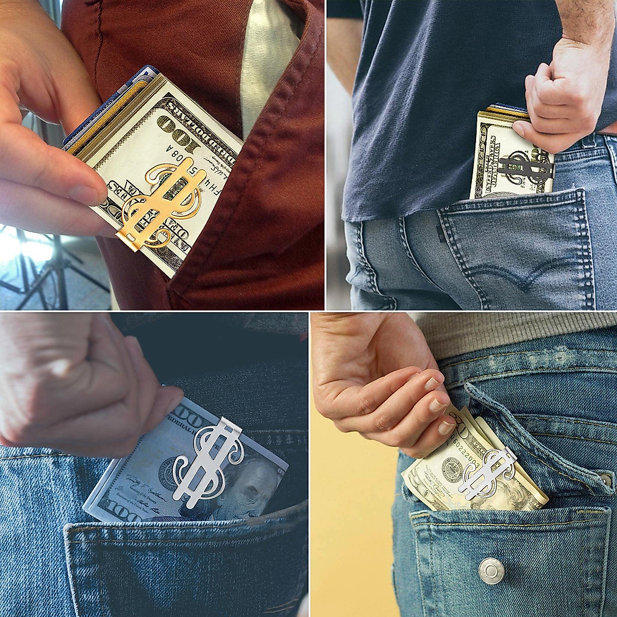 ChainsPro Titanium Money Clips Metal Minimalism Dollar Cash Clips Gold Money Clip