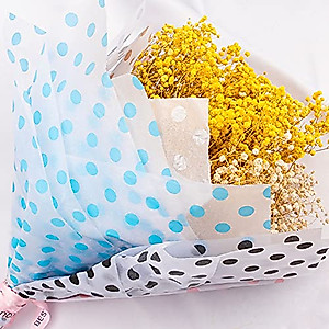 MR FIVE Blue Polka Dot Baby Shower Tissue Paper Bulk,20" x 28",Blue Gift Wrapping Tissue Paper for Gift Bags,Baby Shower Tissue Paper for Boy,30 Sheets