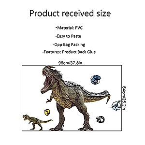 3D Dinosaurs Wall Stickers, Giant Dinosaurs Wall Decals, HOLENGS Peel and Stick Removable Wall Decor for Boys Kids Bedroom Living Room Playroom Wall Decoration