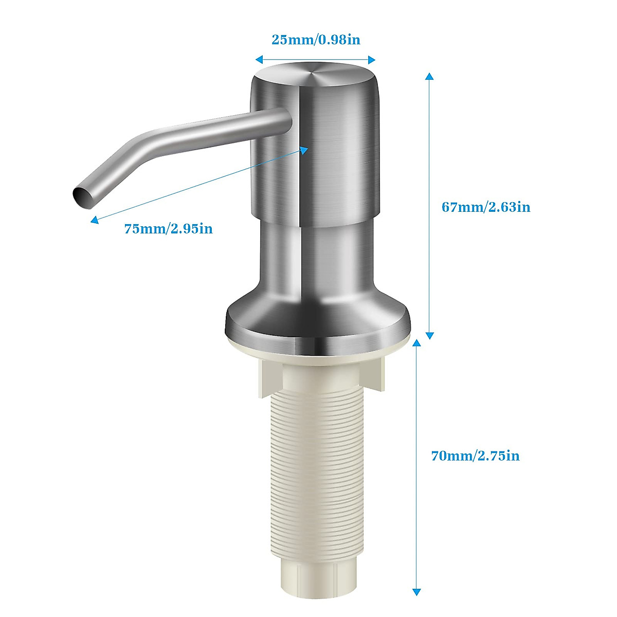 Soap Dispenser for Kitchen Sink and Extension Tube Kit, Stainless Steel Soap Dispenser with 47 Inches Tube Connects Directly to Soap Bottle, Hand and Dish Soap Dispenser Pump （Brushed Nickel）