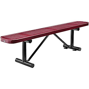 Global Industrial 72" Perforated Metal Outdoor Flat Bench, Red