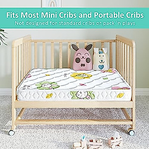 Premium Foam Mini Crib Mattress - Dual-Sided- 38x24x4 Inch- 100% Breathable, Non-Toxic, Quiet and Odorless, Hypoallergenic, Fits Most Mini Cribs