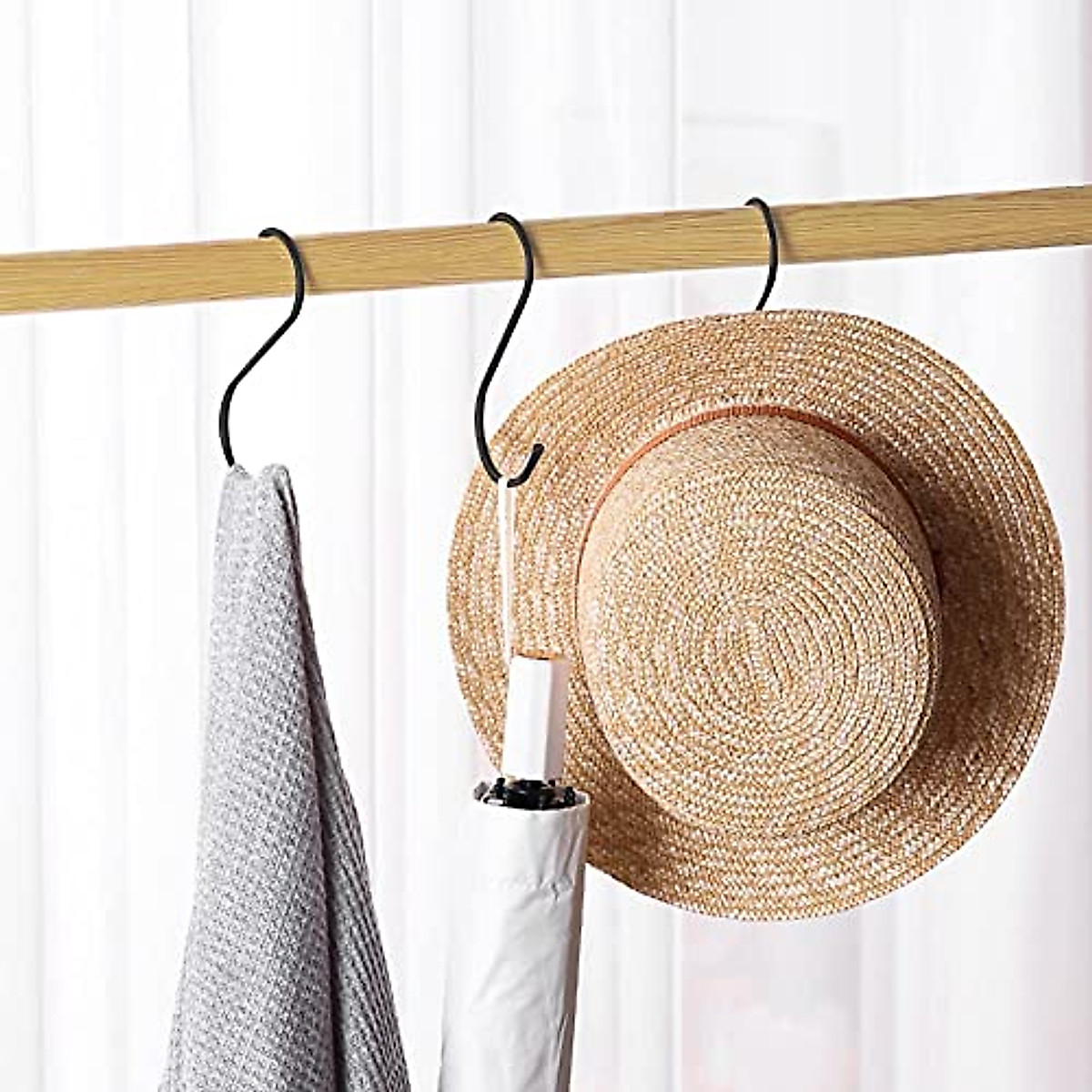 ALTKOL S Hooks for Hanging, 20 Pack S Shaped Hooks for Hanging Plants, Stainless Steel S Hooks Heavy Duty, Durable S Shaped Hooks for Kitchen,Pots, Pans, Plants, Bags, Cups, Clothes,2.8 Inch,Black