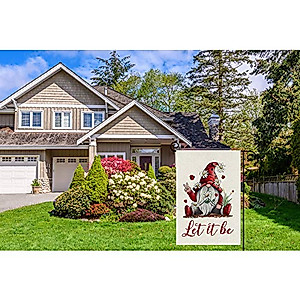 Balgardekor Let it be Garden Flag Vertical Double Sided Red Gnomes Farmhouse Burlap Spring Summer Yard Outdoor Decor Home Decor (12.5 x 18, Let it be)