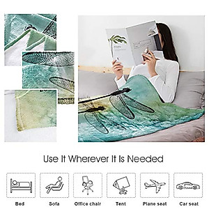Dragonfly Throw Blanket,Flannel Fleece Blanket,Soft Cozy Fuzzy Comfy Warm Cute Lightweight Blanket for Women Adult Girl,Kid,Baby-Decor Gift-Dragon Fly Microfiber Nap Blanket for Couch,Bed,Sofa-60"x50"