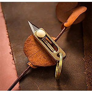 SZHOWORLD Ultra Small Brass Utility Knife, EDC Tiny Knife Box Opener with Stainless Steel Blade,Ultra Portable and Compact