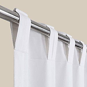 Farmhouse Cotton Duck Curtains 50x108 inch White Textured Slub, 108 Inch Cotton Curtains 16'sx8's, Tab top Curtains for Living Room, White Cotton Curtains, White Panel Curtain Set of 2