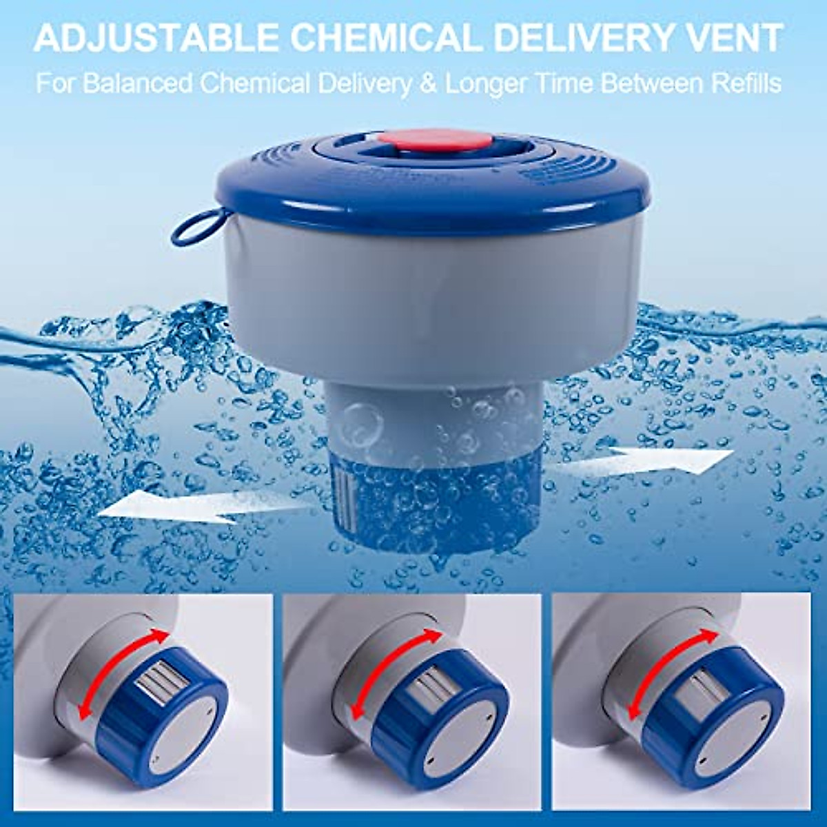 POOLAZA Pool Chlorine Floater, Premium Quality Floating Chlorine Dispenser for Pool, Larger Capacity Pool Floater for Chlorine Tablets, Durable Pool Tablet Floater Compatible with Bromine & Chlorine