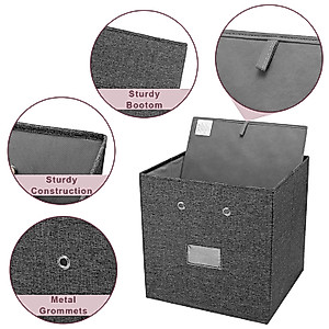 SYYOFUE Fabric Cube Storage Bins Dark-Grey Storage Boxes Set 13x13x13 inch Baskets with Handle for home&office organization