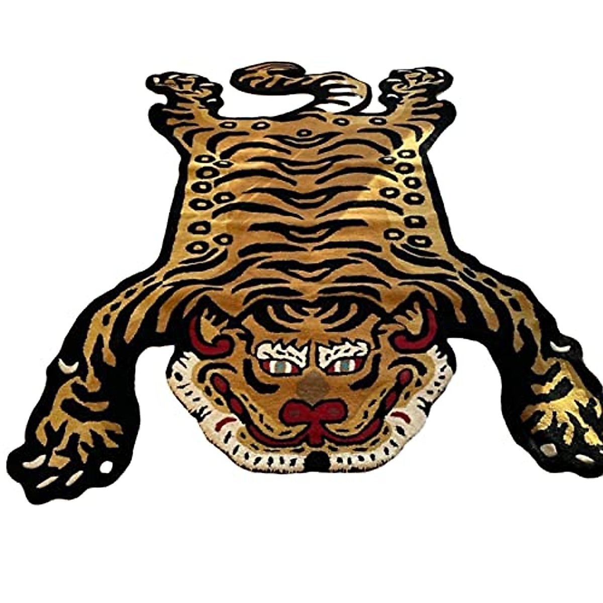 Tibetan Tiger Rugs 4X6 Skin Shape Area Rugs for Modern Home Decor, Living Room, Stain-Resistant Carpet Handmade Tufted 100% Woolen Rugs, Animal Printed Carpet for Kid Room Bedroom by Modern Carpet