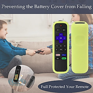 Silicone Protective Controller Cover fits for Roku TV Voice Remote | Element | Onn | Hisense | Westinghouse Roku TV Controller Cover,Glow in The Dark