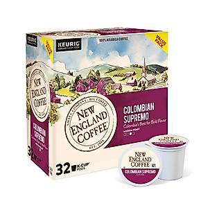New England Coffee Colombian Supremo Medium-Roast K-Cup Coffee Pods, 32 Count, Intense Flavor & Rich Aroma