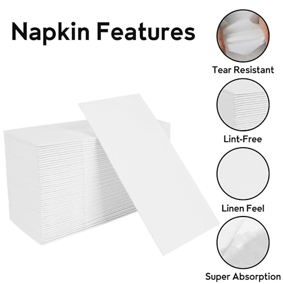 White Napkins Disposable Linen Feel, Prefolded Cloth Like Airlaid Paper Napkins with Built-in Flatware Pocket, Absorbent Napkins Disposable Guest Hand Towels for Wedding, Party, Festival, 50 Pack