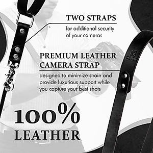 Leather Camera Strap for One Camera - Professional Single Leather Harness Shoulder Strap Quick Release Gear DSLR/SLR