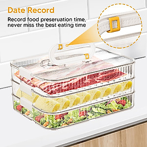 Piklodo Deli Meat Container for Fridge, 2Pcs Meat and Cheese Container for Fridge, 3 Layer Stackable Bacon Keeper for Refrigerator Organizers and Storage Deli Containers with Lids Cold Cut Container