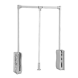 Pull Down Closet Rod Wardrobe Clothes Hanger Rail Lift Closet System Storage Organizer Soft Close Aluminium Garment Hanging Rack for Soft Return Space Saving (Adjustable Width 23.62-33.86inch)
