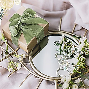 6 Roll Sage Green Velvet Ribbon, 2 Inch x 18 Yd Frayed Silk Velvet Ribbon Fringe Ribbon Gift Wrapping Satin Ribbon for Wedding Invitations Baby Shower Party Favor Handmade Gift Decor