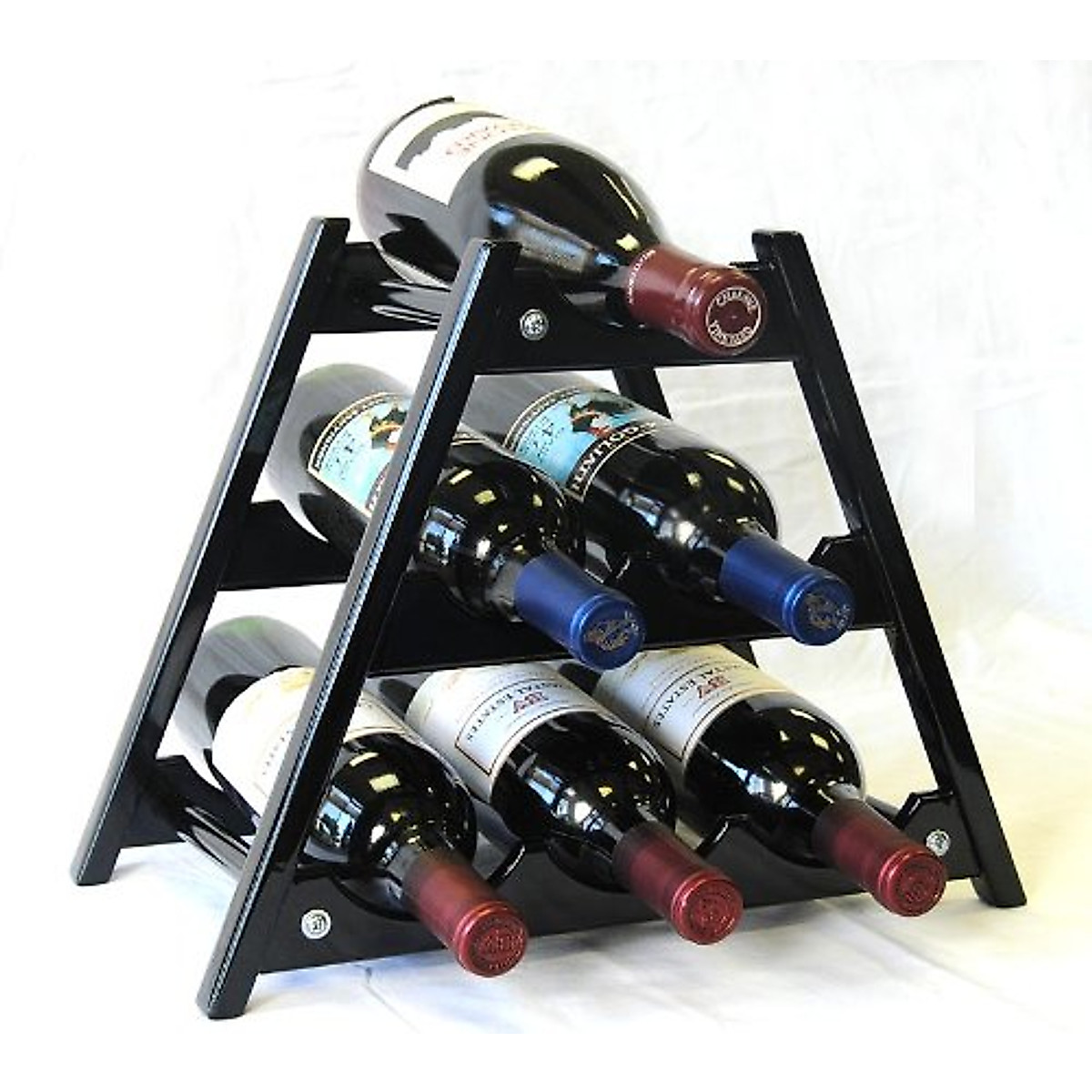 sfDisplay.com, Factory Direct Display Cases Wine Rack Wood -6 Bottles Hardwood Stand -Black