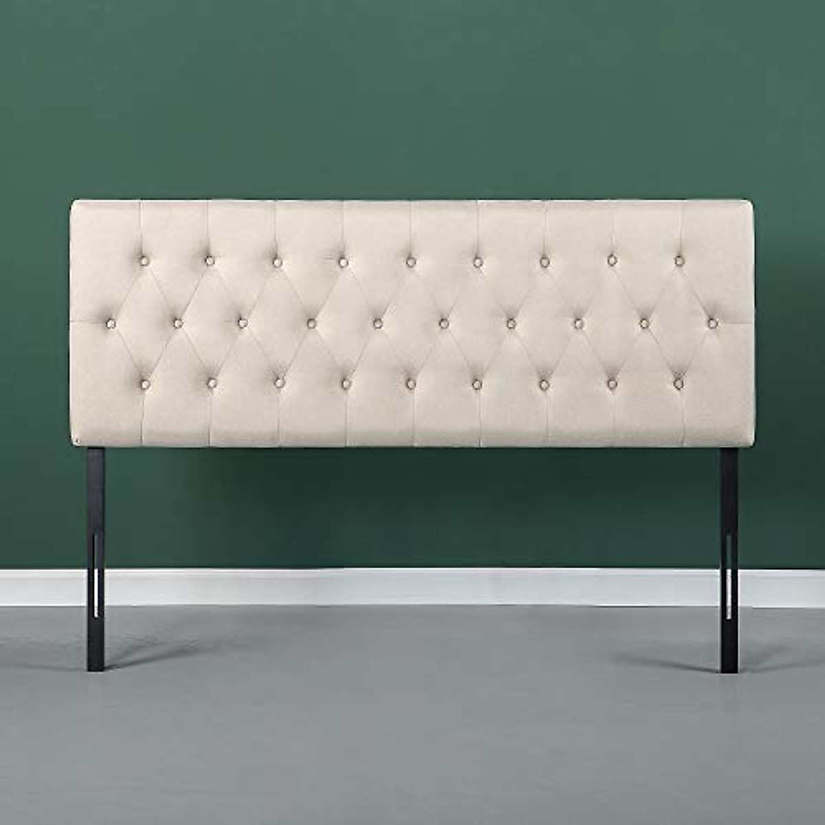 ZINUS Trina Upholstered Headboard/Button Tufted Upholstery/Adjustable Height/Easy Assembly, Taupe, Full & SmartBase Headboard and Footboard Brackets, Set of 2