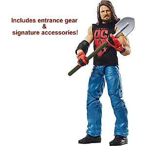Mattel ​AJ Styles WrestleMania Elite Collection Action Figure with entrance shirt & Vince McMahon Build-A-Figure Pieces, 6-in / 15.24-cm Posable Collectible Gift for Fans Ages 8 Years Old & Up