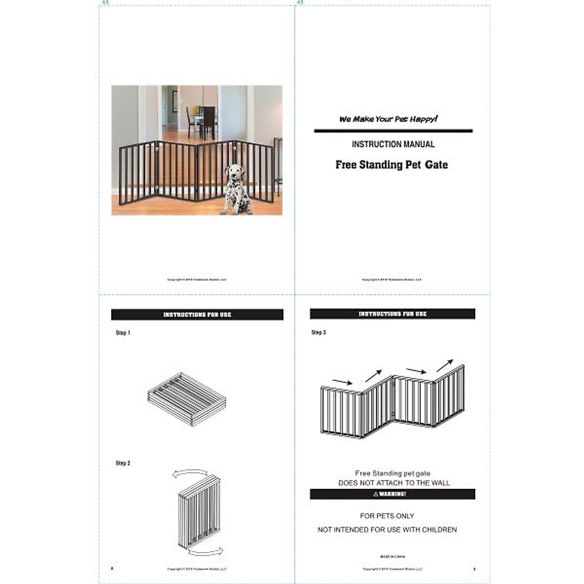 Home Pet Gate - Dog Gate for Doorways, Stairs, or Rooms - 24-Inch Freestanding, Folding, Accordion-Style Wooden Indoor Dog Fence by PETMAKER (Gray)