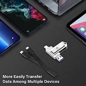 Auto Back Up for All Devices 128GB iPhone iPad Android Phones Mac and Windows Computer Storage Device Stick Picture Transfer Stick for iPhone USB Flash Drive Photos and Videos Back up Memory Stick