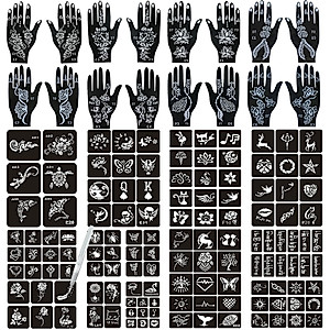 Henna Tattoo Stencils 138 PCS, 24 Sheets Airbrush Tattoo Templates,Reusable Tattoo Stencils Kit for Women Teens Girls,DIY Tattoo Stencils,Body Art Stencils