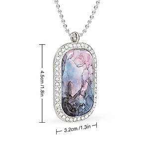 Donnapink Mixing Acrylic Paints Modern Fluid Alcohol Ink Art Marble Stone Silver Keepsake Memorial Necklace for Men Women Gift, Diamond Pendant Jewelry, Alloy Dog Necklace Keychain Tag Jewelry
