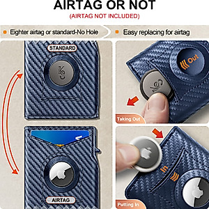 KEMISANT Airtag Wallet Men,Mens Slim Front Pocket Wallet Money Clip Standard or Apple Airtag Use 3.8"×2.8"×0.9"