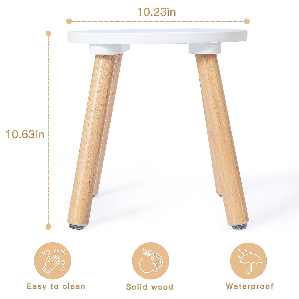 Frogprin 1 Pack Wooden Step Stool for Kids, Kids Chairs Perfect Matched Sensory Table, Multi-Purpose Sitting Stool 10 in Children's Stool for Bathroom Kitchen & Bedroom, Stable Natural Anti-Slip