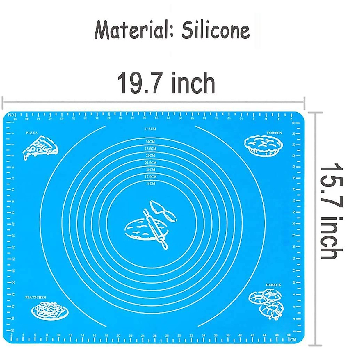 Silicone Pastry Mat Baking Mat for Rolling Dough with Measurement Non Stick Fondant Mat