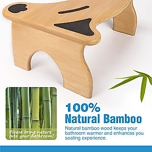 JLKCTHH Bamboo Toilet Stool for Bathroom, 7 Inches Foldable Toilet Stool Squat, Bathroom Poop Stool for Adult with Non-Slip Pads
