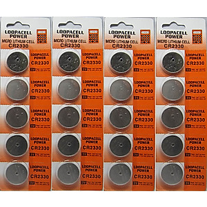 LOOPACELL 20 Pcs 2330 Batteries (CR2330/ DL2330/ E-CR2330) Lithium 3v (4 Packs of 5)