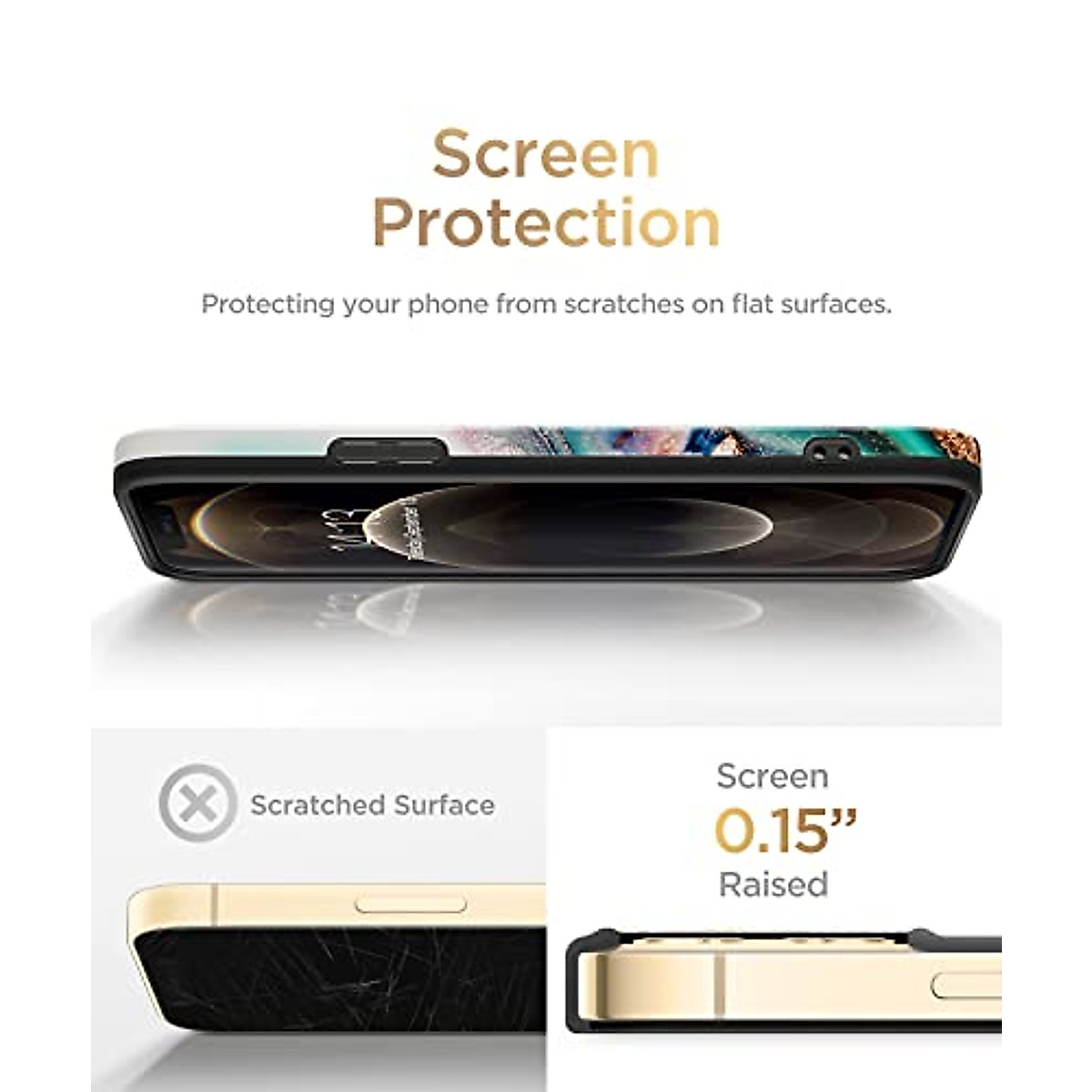 GVIEWIN for iPhone 12 Case and iPhone 12 Pro Case 6.1 Inch 2020, Marble Parttern Ultra Slim Thin Glossy Soft Durable TPU Shockproof Scratch-Proof Phone Protective Covers for Women (Drift Sand/Brown)