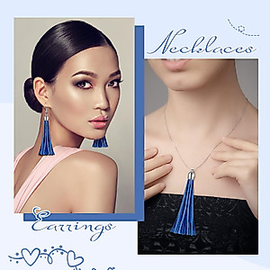 50 Pcs Keychain Tassel with Silver Cap 3.5 inches Faux Leather Tassel Suede Tassels Pendants with Loop for Cellphone Crafts Strap Jewelry Making DIY Earring Necklace Decoration (Navy Blue)