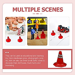 iplusmile Kids Toys 15pcs Mini Traffic Cones Miniature Traffic Road Cones Pretend Play Toys Roadblocks Model Simulation Traffic Signs Construction Road Parking Cone for Sand Table Red Miniature Toys