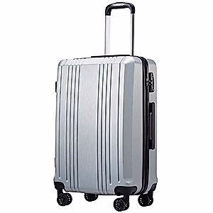 Coolife Luggage Suitcase PC+ABS with TSA Lock Spinner Carry on Hardshell Lightweight 20in 24in 28in(sliver, S(20in_carry on))