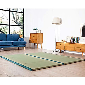 MustMat Japanese Floor Mattress Foldable Tatami Mats Folding Tatami Futon Mattress Rush Grass Floor Bed 35.4"x78.7"x1.2"(2 Piece Set)