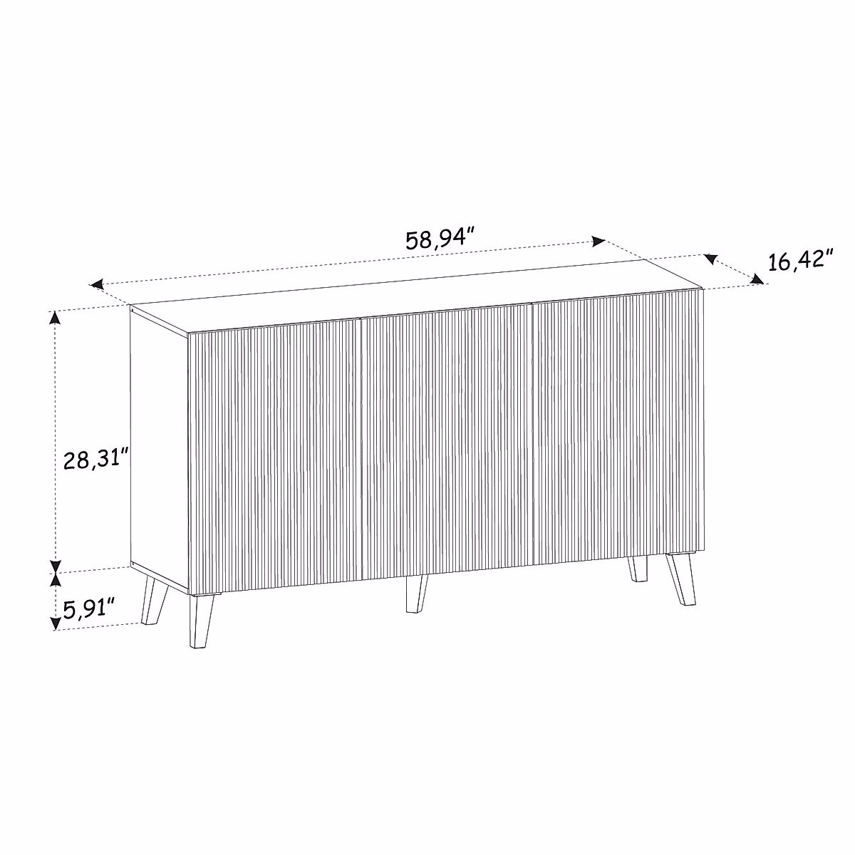 Homlando The Ravenna Living Room 3 Piece Set - TV Stand Ravenna Cabinet - Sideboard Chest of Drawers - Coffee Table - Made in EU Modern Furniture - Black/Natural Oak