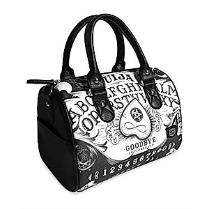 Liquorbrand Liquor Brand Ouija Board II Occult Horror Goth Round Purse Handbag, Black, Medium