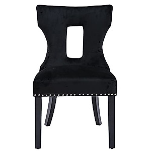 GOTMINSI Velvet Dining Chairs Set of 2, Dining Room Chairs with Nailhead Rivet Trim Design,Upholstered High Back Dining Chairs for Kitchen Dining Room Mid Century Modern Living Room Chairs，Black