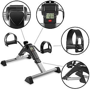 Foldable Under Desk Stationary Exercise Bike - Arm Leg Foot Pedal Exerciser