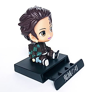 ITUBLE Bobbleheads Anime Tanjiro Action Figures Bobblehead Car Dashboard Decorations Accessories Interior Statue Bobble Head Figure Dash Board Figurine Phone Holder Bracket Birthday Cake Toppers Gifts