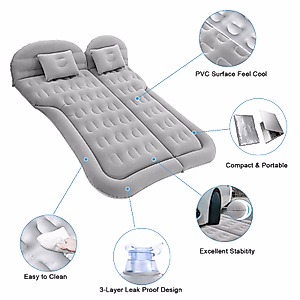 ISWEES Car Air Mattress, SUV Air Mattress, Car Mattress for SUV, Full Mattress with Electric Pump and 2 Pillows, Car Bed Air Mattress Flocking Portable Sleeping Pad for Home Outdoor Travel Camping